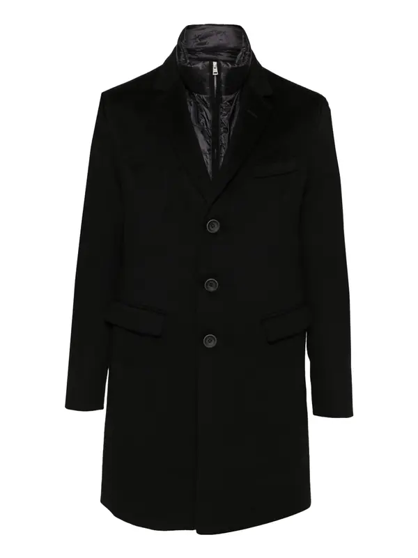 Herno Layered Single-breasted Coat - Black