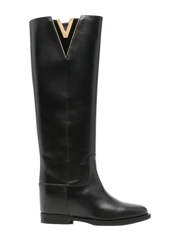 VIA ROMA 15 Knee-length Leather Boots - Black