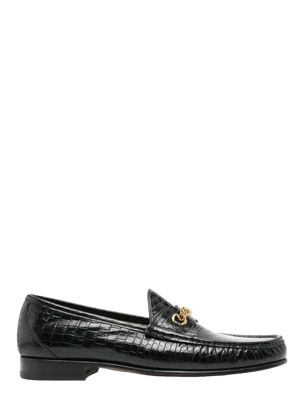 TOM FORD Crocodile-effect Leather Loafers - Black
