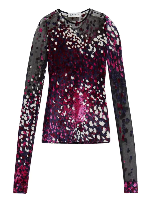 LANVIN Semi-sheer Long-sleeve Top - Pink