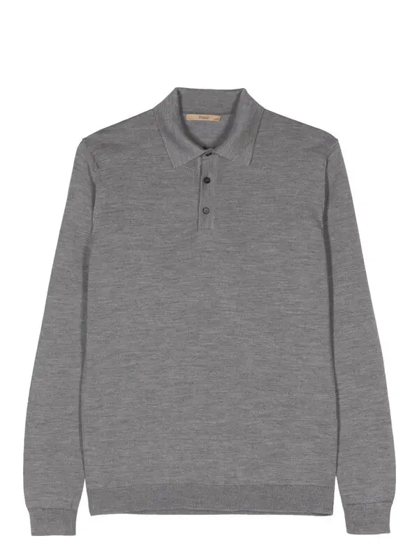 NUUR Long-sleeve Merino Polo Shirt - Grey