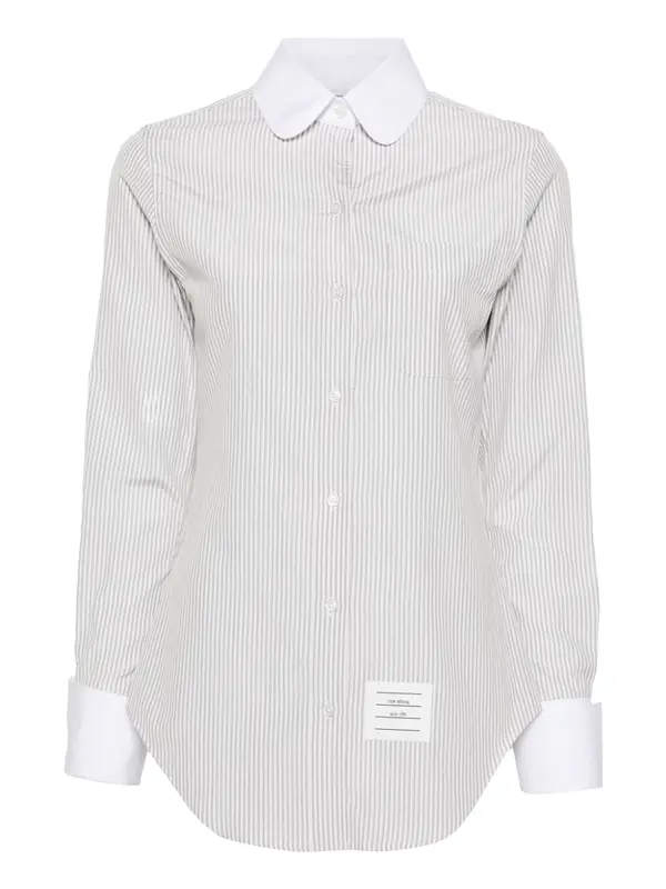 Thom Browne Striped Rounded-collar Shirt - White