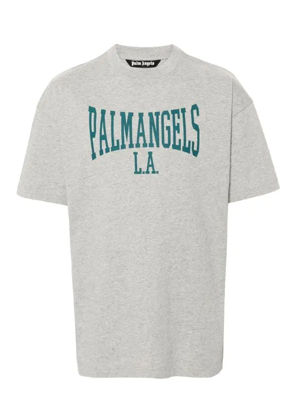 Palm Angels Logo-print Cotton T-shirt - Grey