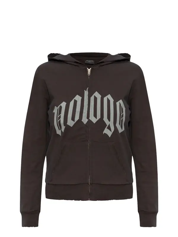 Balenciaga Logo Print Hoodie - Brown