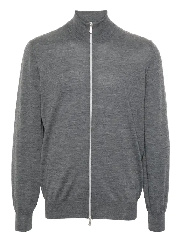 Brunello Cucinelli High-neck Zip-up Cardigan - Grey