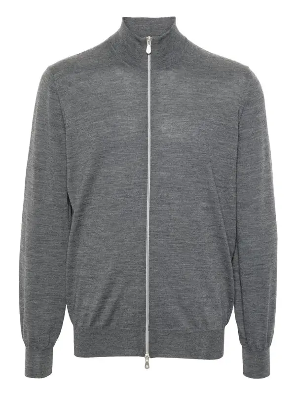 Brunello Cucinelli High-neck Zip-up Cardigan - Grey