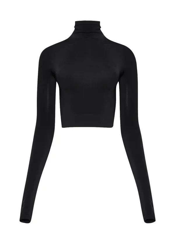 Balenciaga Turtleneck Cropped Top - Black