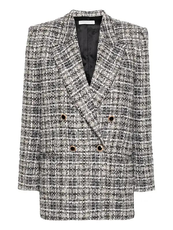 Alessandra Rich Double-breasted Tweed Blazer - White