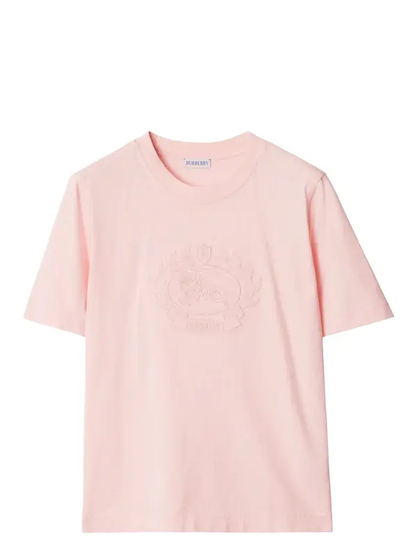 Burberry Logo Embroidered T-shirt - Pink