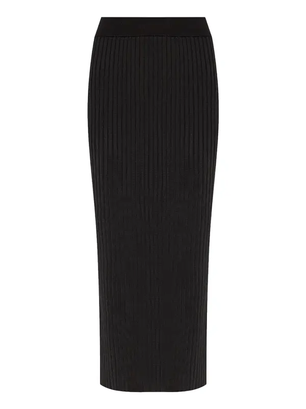 JIL SANDER Ribbed Knit Midi Skirt - Black