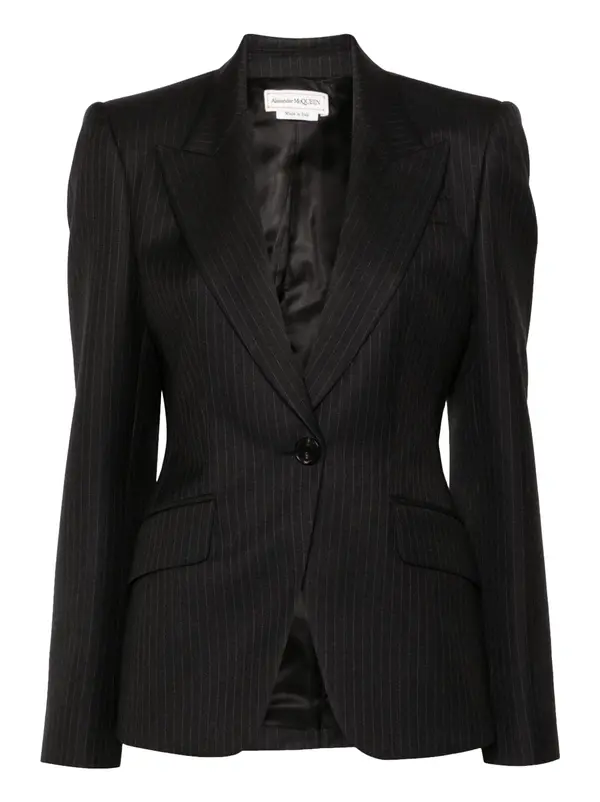 Alexander McQueen Pinstriped Blazer - Grey