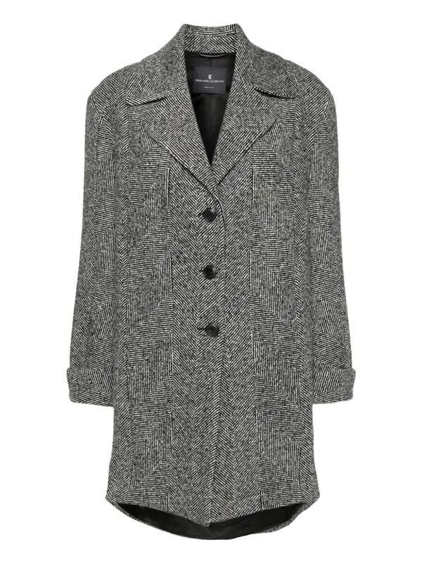Ermanno Scervino Herringbone-pattern Coat - Black