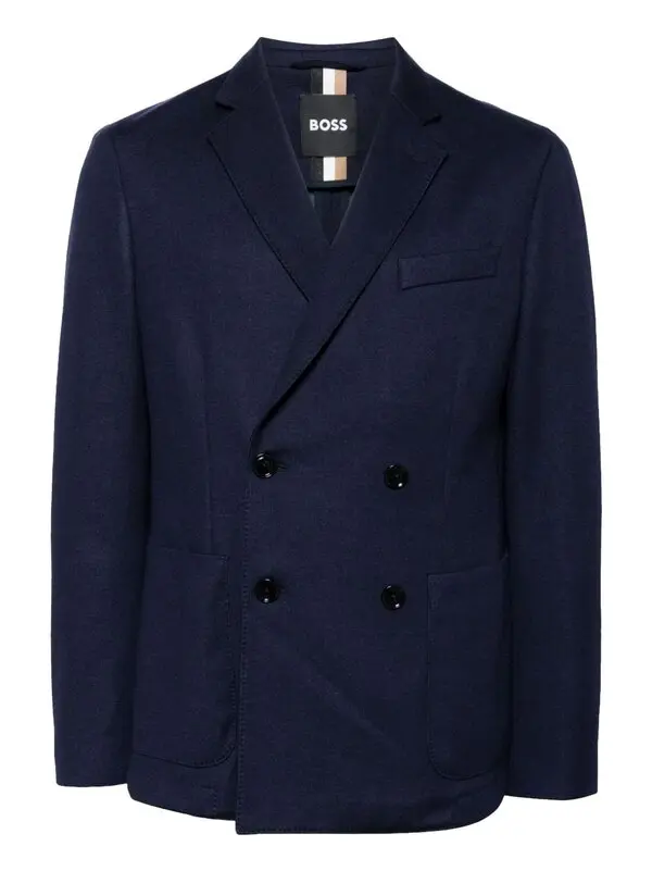 BOSS Double-breasted Coat - Blue