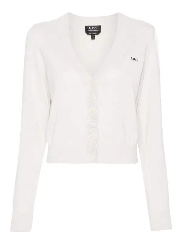 A.p.c. Berenice Logo-embroidered Cardigan - Neutrals