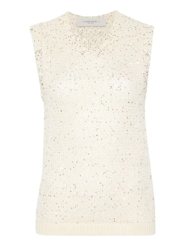 GOLDEN GOOSE Melyssa Knitted Top - Neutrals