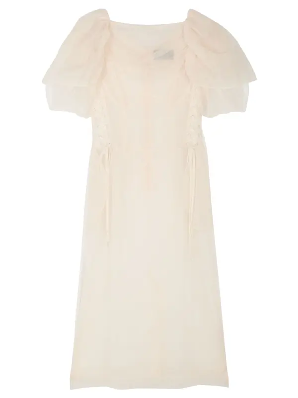 Simone Rocha Short-sleeve Sheer Dress - Neutrals