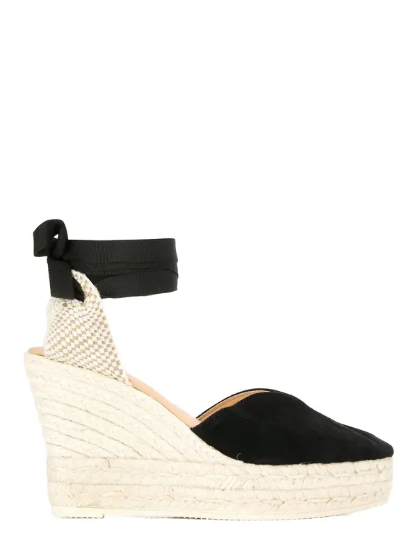 Manebí Hamptons Suede Wedge Espadrilles - Black