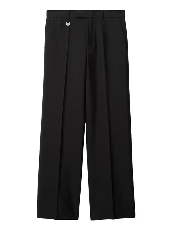 Burberry Wool And Silk Blend Trousers - Black