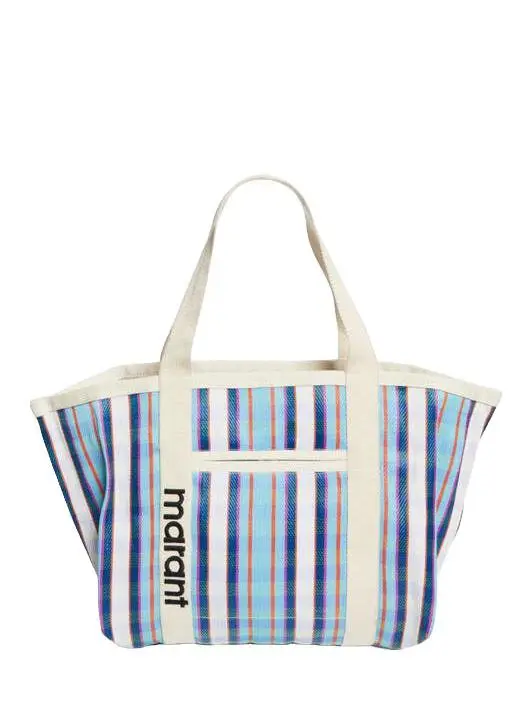 Isabel Marant Darwen Stripe Jacquard Tote - Turquoise/chalk