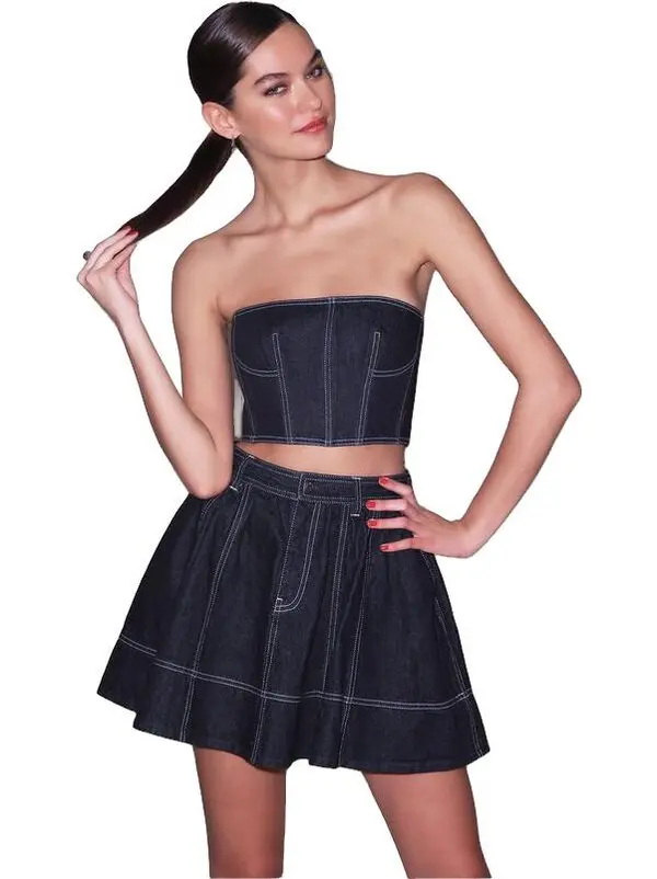 Fleur Du Mal Cropped Bustier - Denim