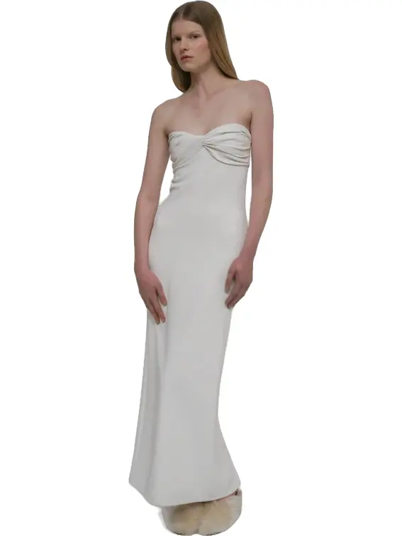 Rosetta Getty Twist Strapless Maxi Dress - White