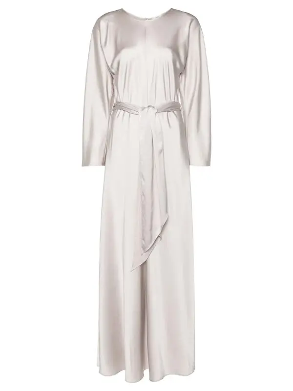 FORTE_FORTE Belted Satin Maxi Dress - Neutrals