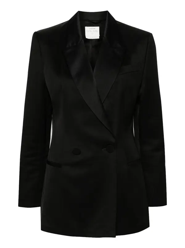 FORTE_FORTE Double-breasted Satin Blazer - Black