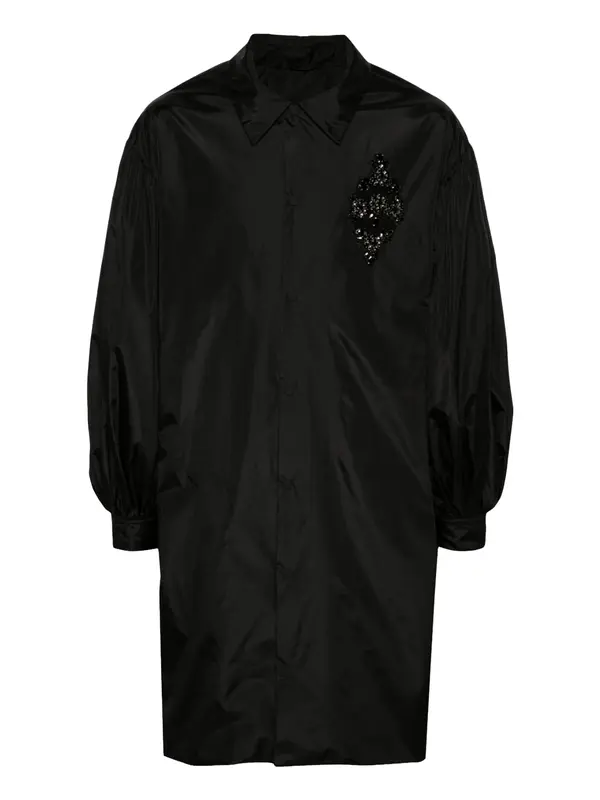 Simone Rocha Crystal-appliqué Midi Coat - Black