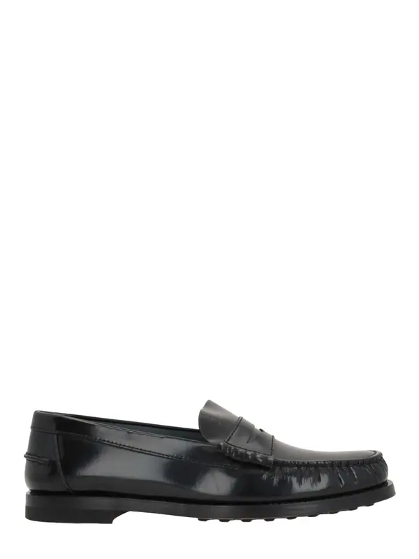 TOD'S Leather Penny Loafers - Black