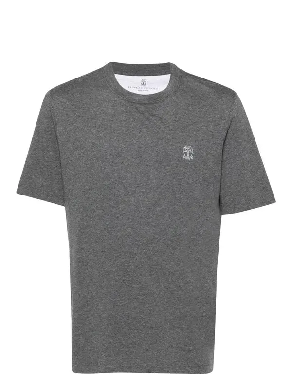 Brunello Cucinelli Mélange-effect Cotton T-shirt - Grey