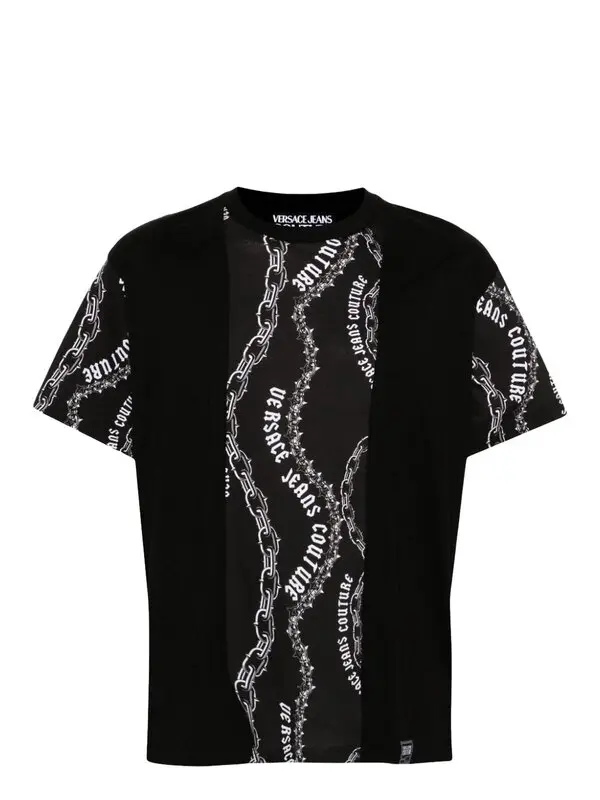 Versace Chain Couture Cotton T-shirt - Black
