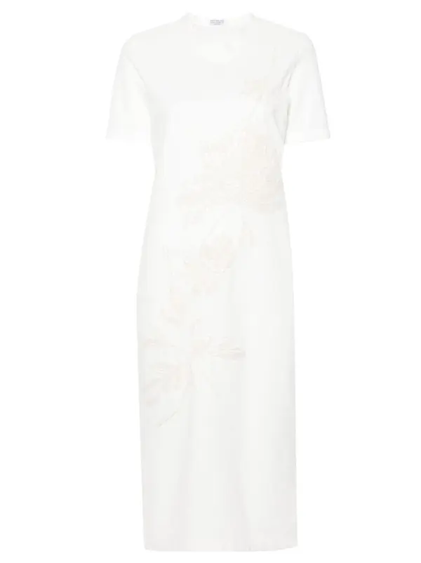 Brunello Cucinelli Sequin-embellished Midi Dress - White