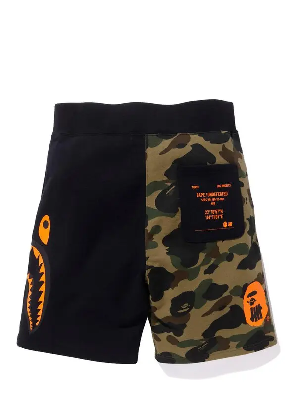A BATHING APE X Undefeated Split Shark Sweat Shorts - Black