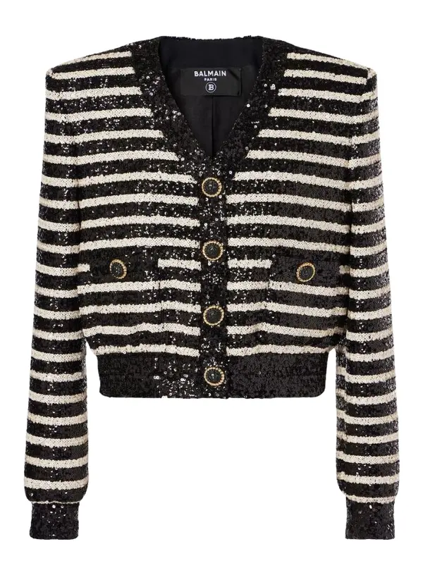 Balmain Sequined Striped Jacket - Black