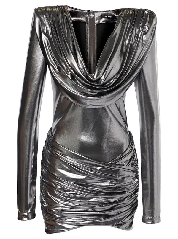 Balmain Draped Minidress - Metallic