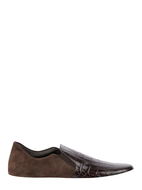 Manolo Blahnik Nadores Croc-effect Leather Sneakers - Brown