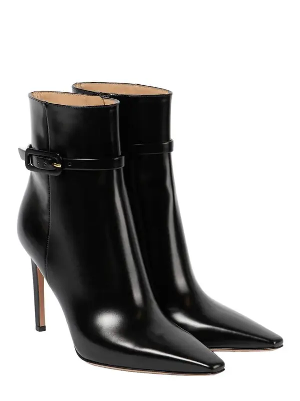 GIANVITO ROSSI 95 Patent Leather Ankle Boots - Black
