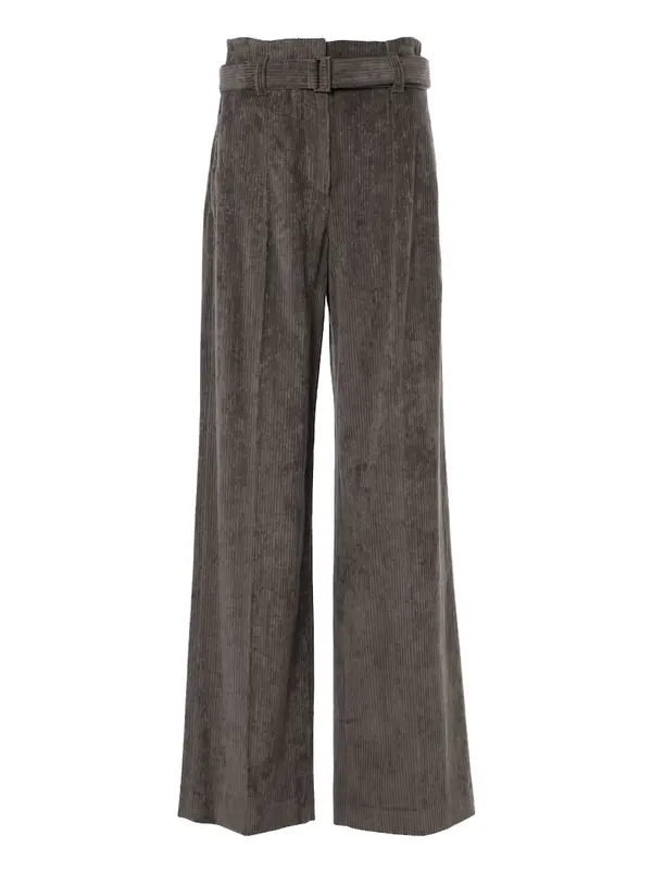 Brunello Cucinelli High-rise Tapered Cotton Pants - Grey
