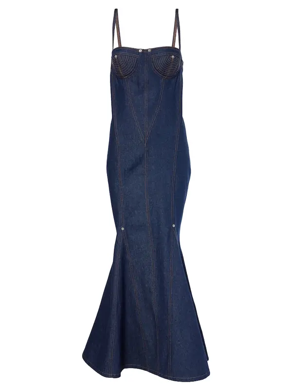 Jean Paul Gaultier Denim Maxi Dress - Blue