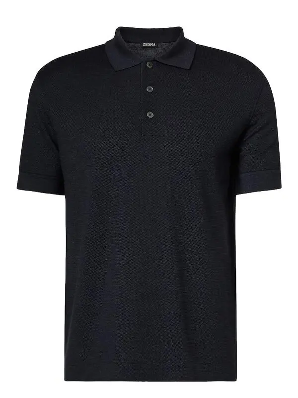 Zegna Cotton And Silk Polo Shirt - Blue