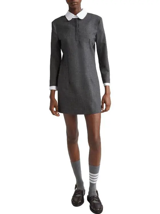 Thom Browne Wool And Cotton Minidress - Dark Grey