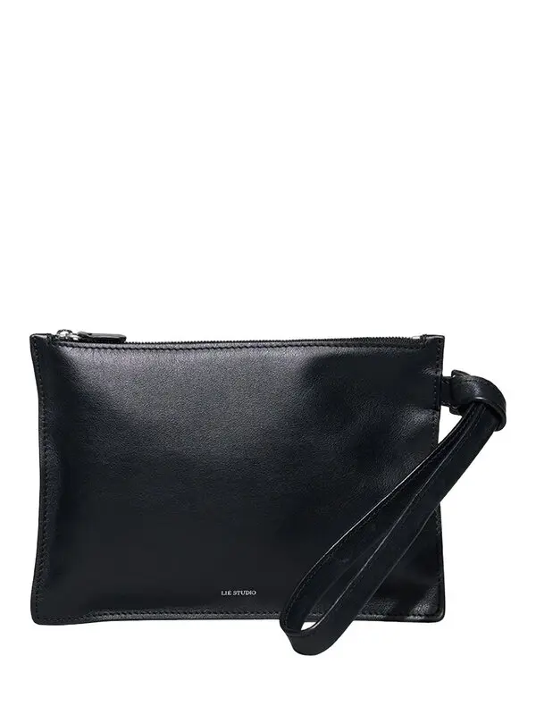 Lié Studio The Charlie Leather Wristlet Clutch - Solid Black