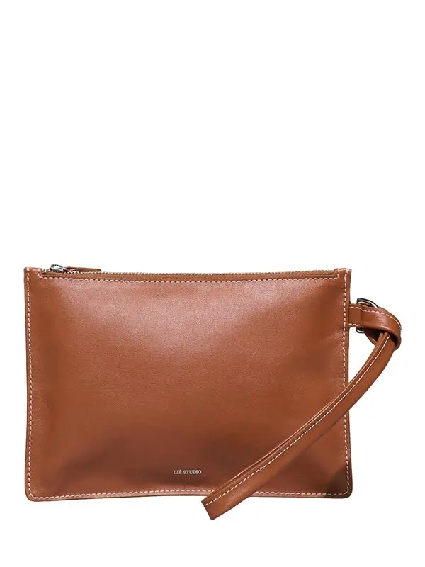 Lié Studio The Charlie Leather Wristlet Clutch - Toffee Brown