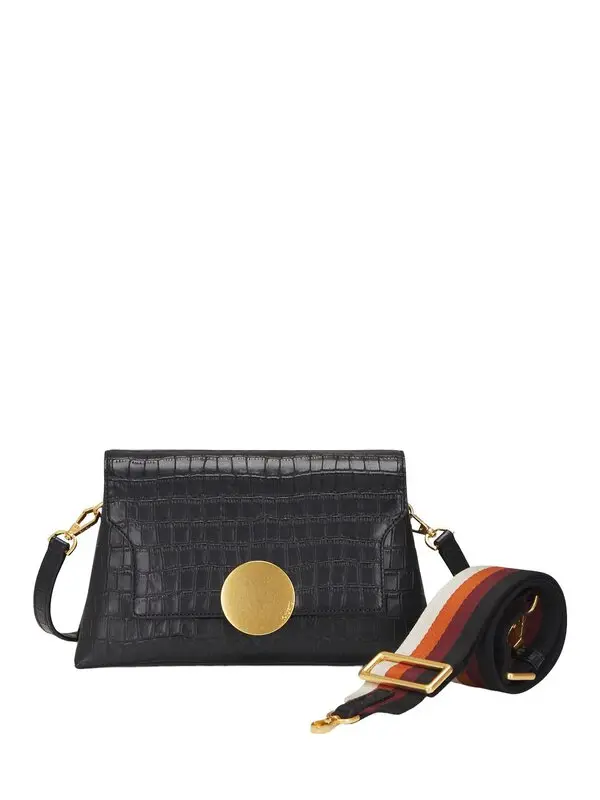 ORYANY Lottie Croc-embossed Leather Crossbody Bag - Black