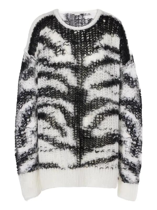 Stella McCartney Zebra-print Wool-blend Sweater - White