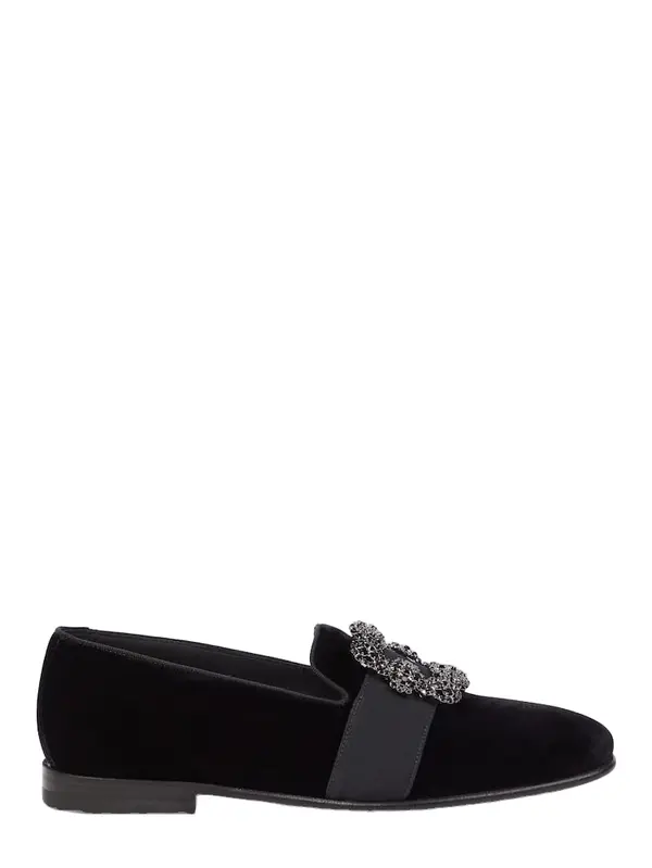 Manolo Blahnik Carlton Jet Velvet Loafers - Black
