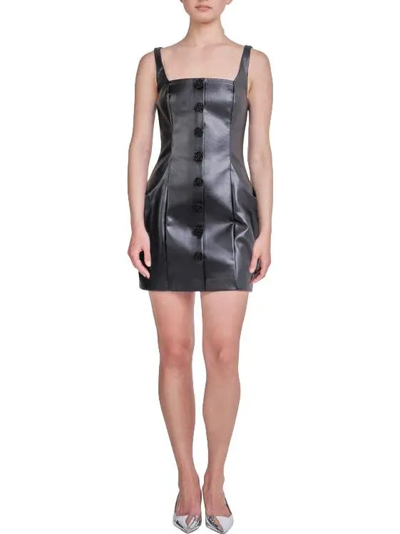Endless Rose Faux Leather Mini Dress - Black