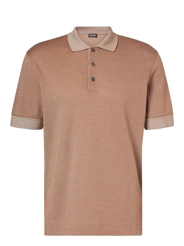 Zegna Cotton And Silk Polo Shirt - Brown