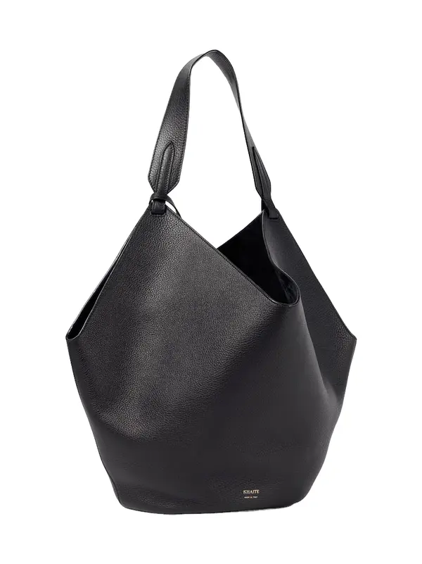 Khaite Lotus Medium Leather Tote Bag - Black
