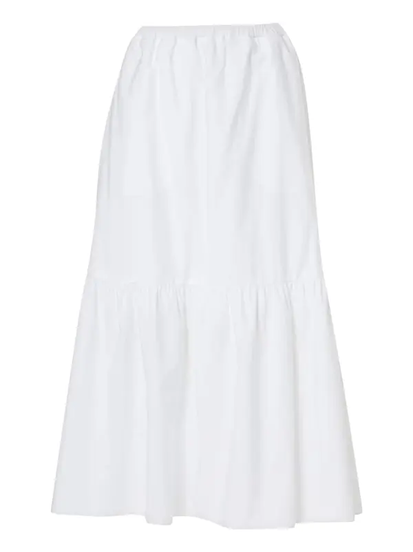 Patou Tiered Cotton Maxi Skirt - White